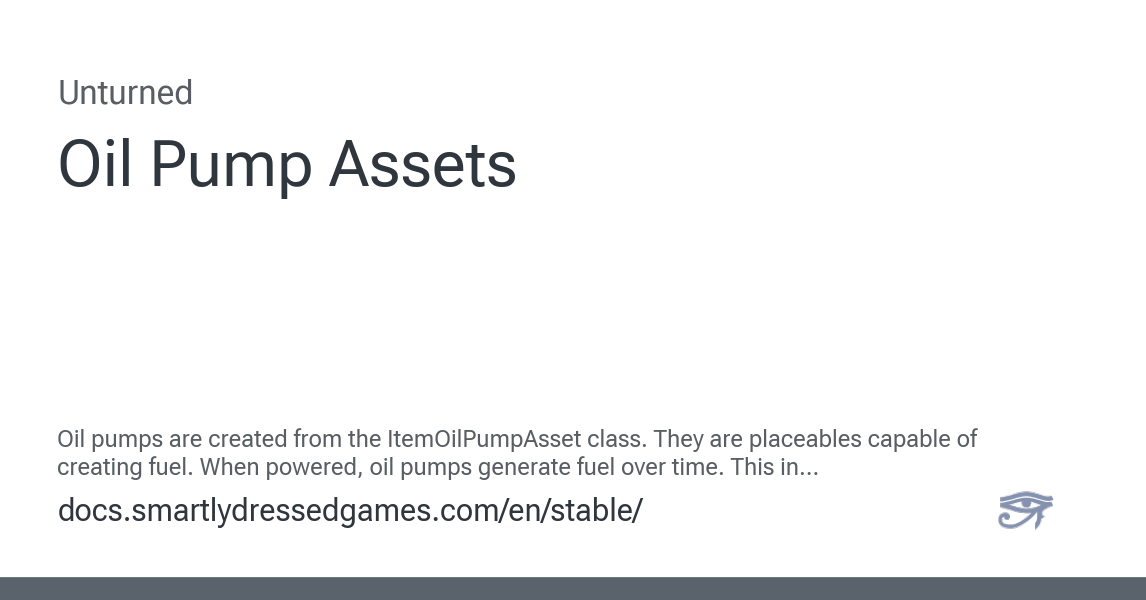 Oil Pump Assets — Unturned 3.x documentation